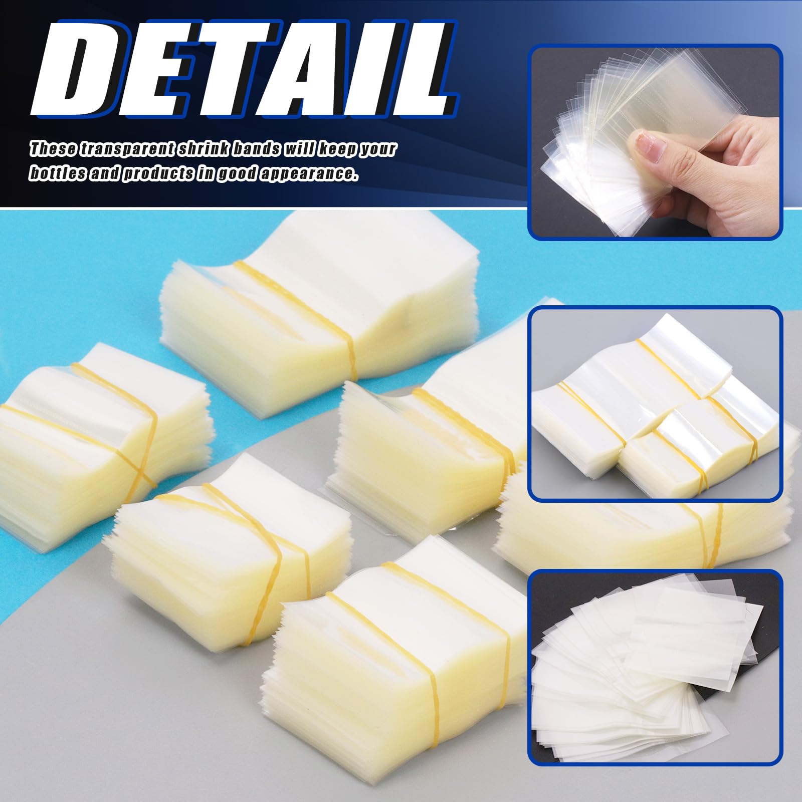 Snapklik.com : 1200Pcs Clear Heat Shrink Wrap Bands, 6 Sizes Perforated ...