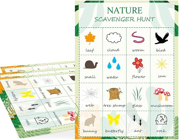 Amazon.com: Hodmopli 100 Pack Nature Scavenger Hunt Cards Nature Party ...
