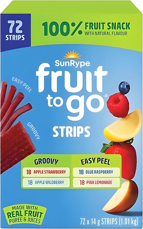 SunRype Fruit to go Strips - Variety pack of 72, 100% Fruit, 4 Flavours ...
