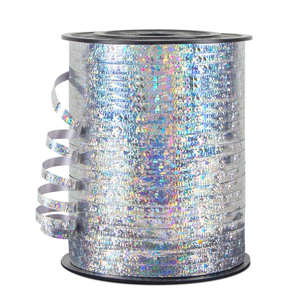 Amazon.com: HimBen 500 Yards 3/16" Shiny Laser Curling Ribbon Silver ...