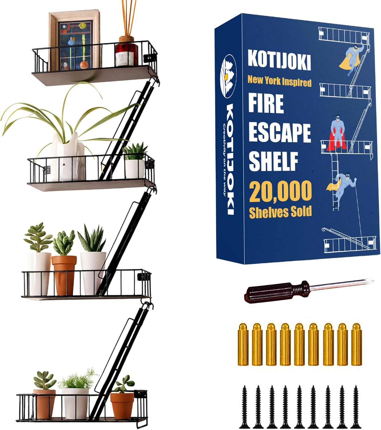 Amazon.com: KOTIJOKI 4 Tier Fire Escape Wall Shelf – New York ...