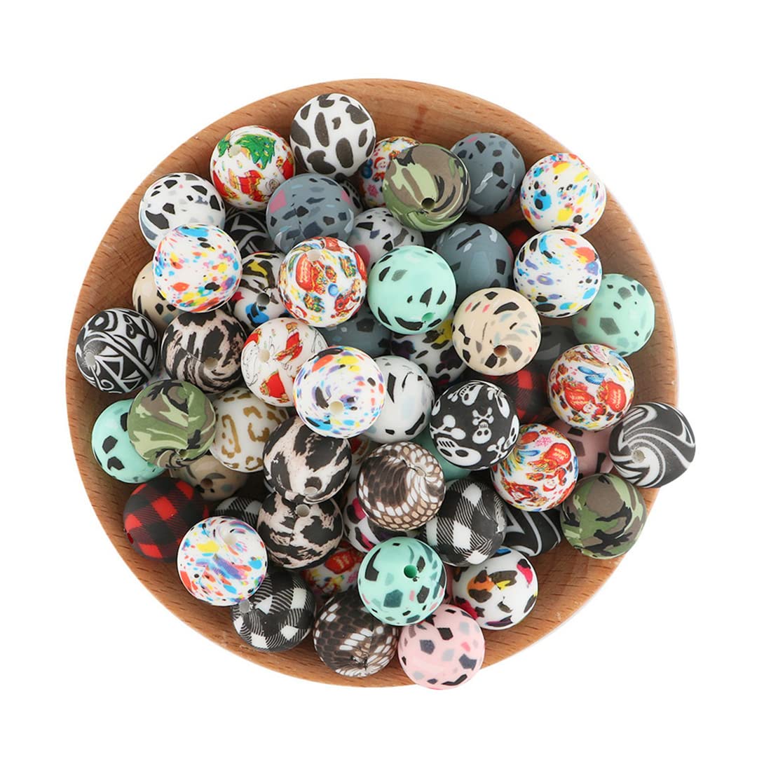 Amazon.com: Decoendiy 50Pcs Silicone Printed Beads 15mm, Leopard Cow ...