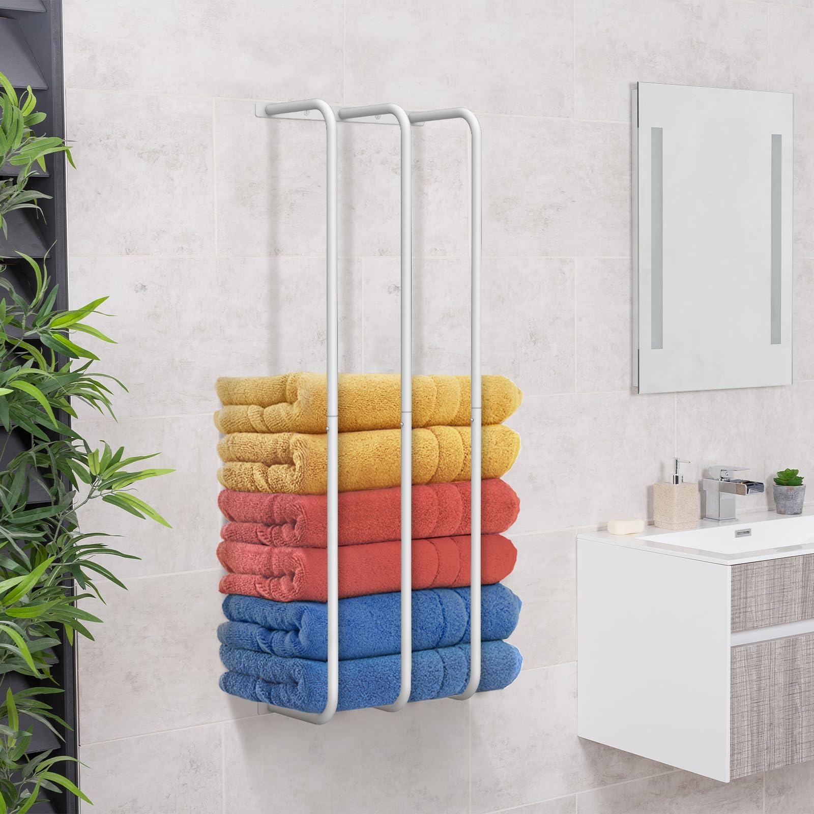 Amazon.com: Fogein Towel Rack for Bathroom,3 Bar Towel Rack Wall ...