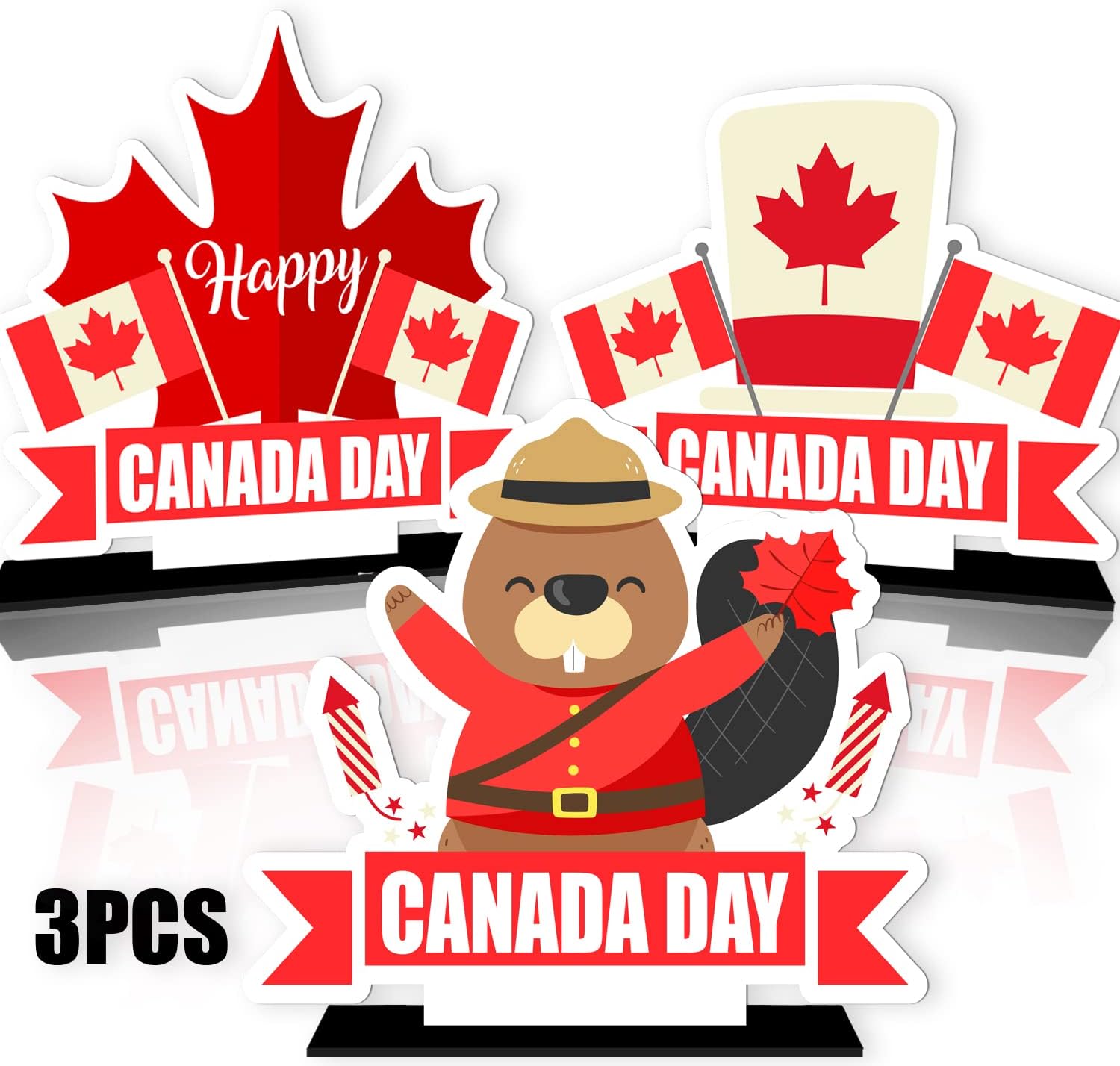 Amazon.com: 3 Pcs Happy Canada Day Patriotic Table Decoration 1th of ...