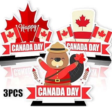 Amazon.com: 3 Pcs Happy Canada Day Patriotic Table Decoration 1th of ...