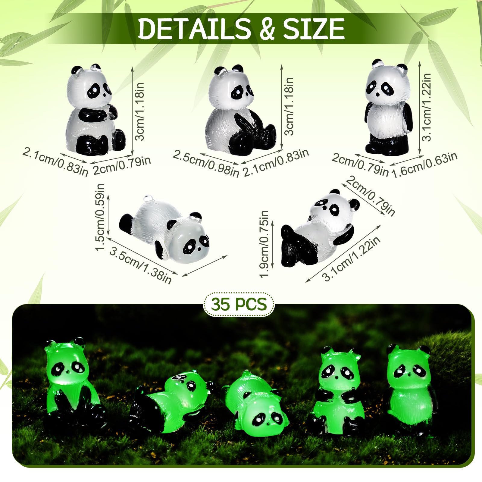 Snapklik.com : Barydat 35 Pcs Luminous Mini Panda Figurines Miniature ...