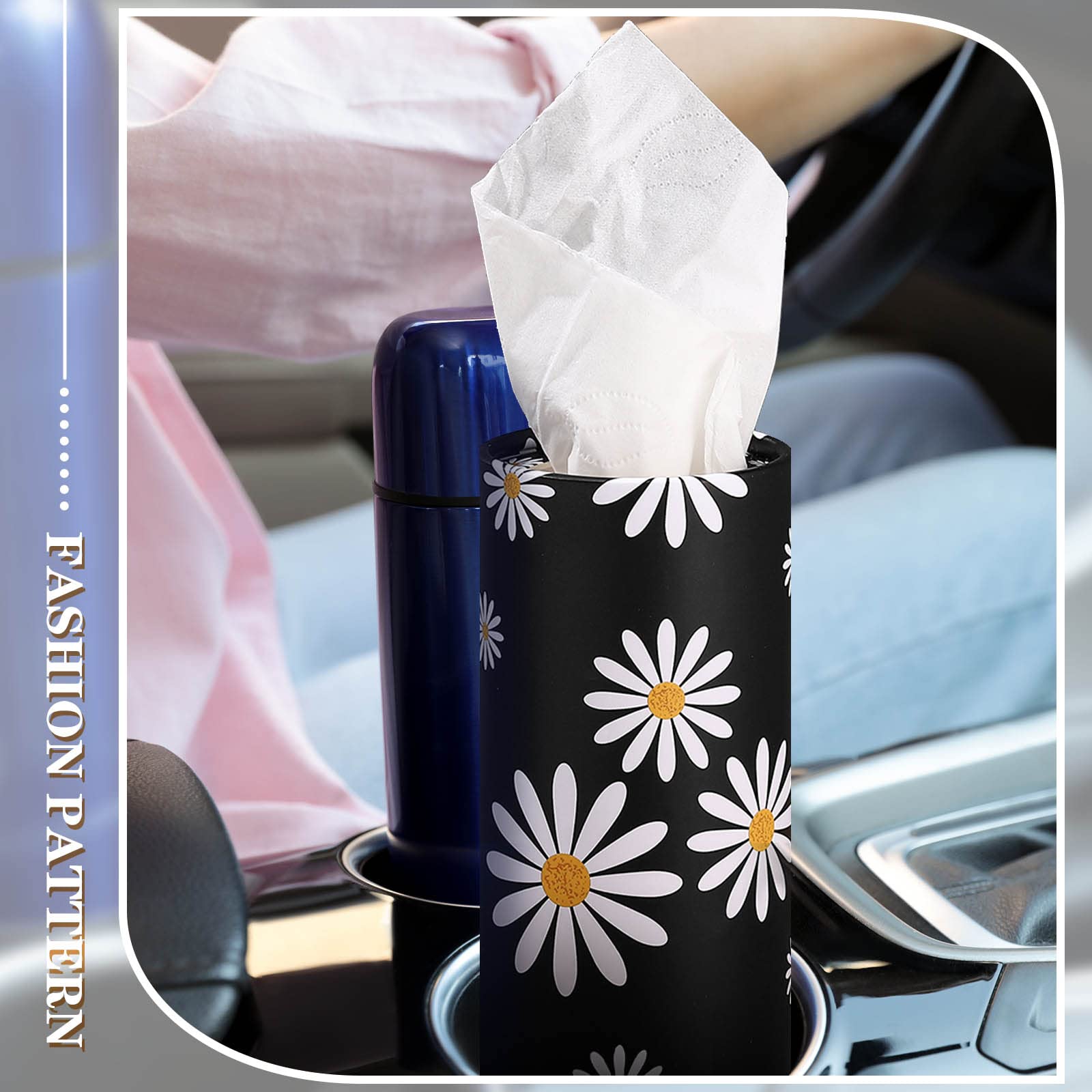 Car Cup Tissue Box 2 Pcs Car Tissues Cylinder Brush Finish Aluminum ...