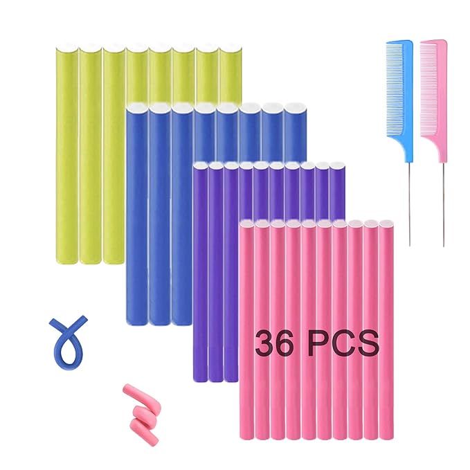 Amazon.com : Beyoslf 36Pcs Flexible Hair Rollers and Curlers Set - 7" 0 ...