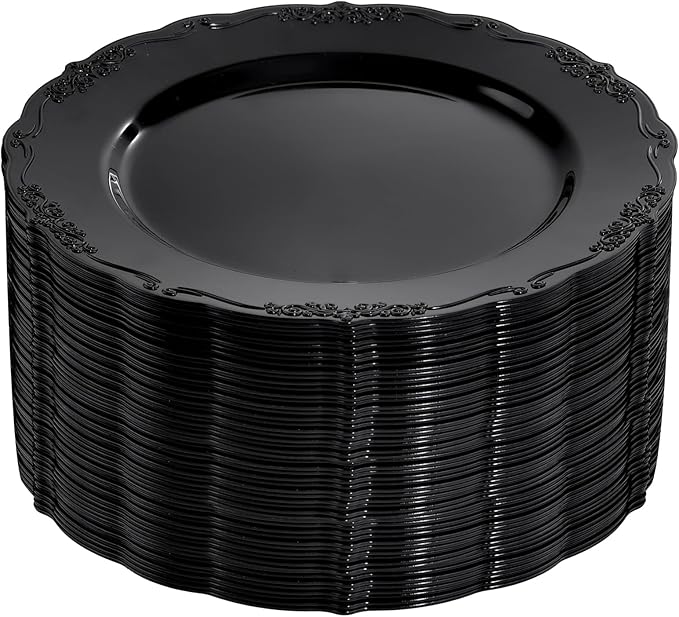 Amazon.com: DaYammi 60PCS Black Plastic Plates, Heavy Duty Black ...