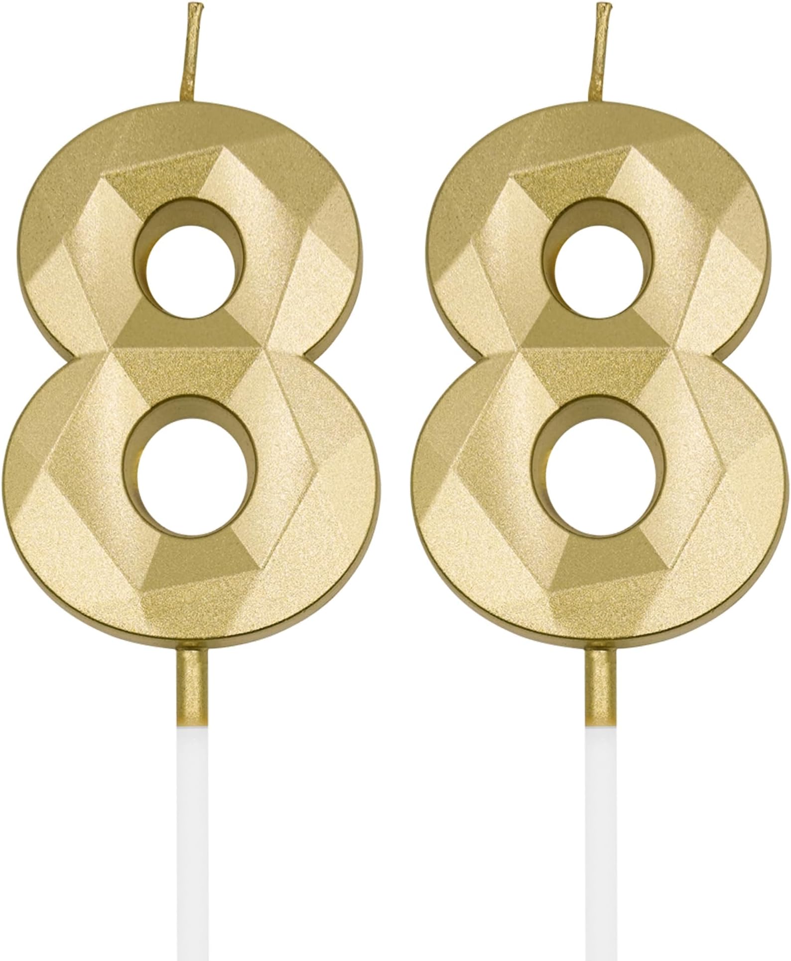 Amazon.com: 88th Birthday Candles for Cake, Gold Number 88 3D Diamond ...