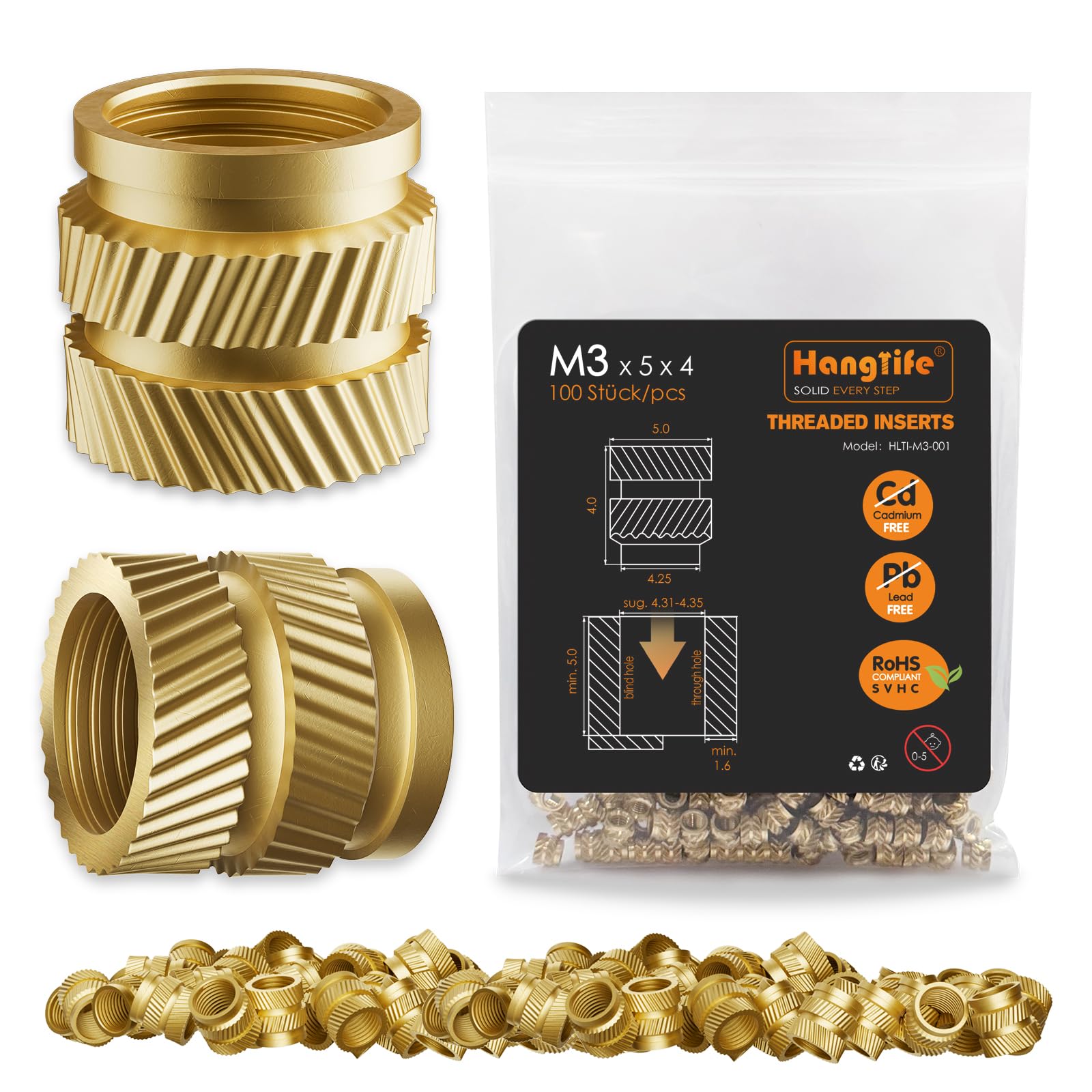 HANGLIFE Heat-Set Threaded Inserts, M3 Heat Set Insert for 3D Printing ...