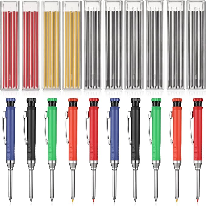 Amazon.com : BOHUIZ 10 Pcs Solid Carpenter Pencils with 60 2.8mm ...