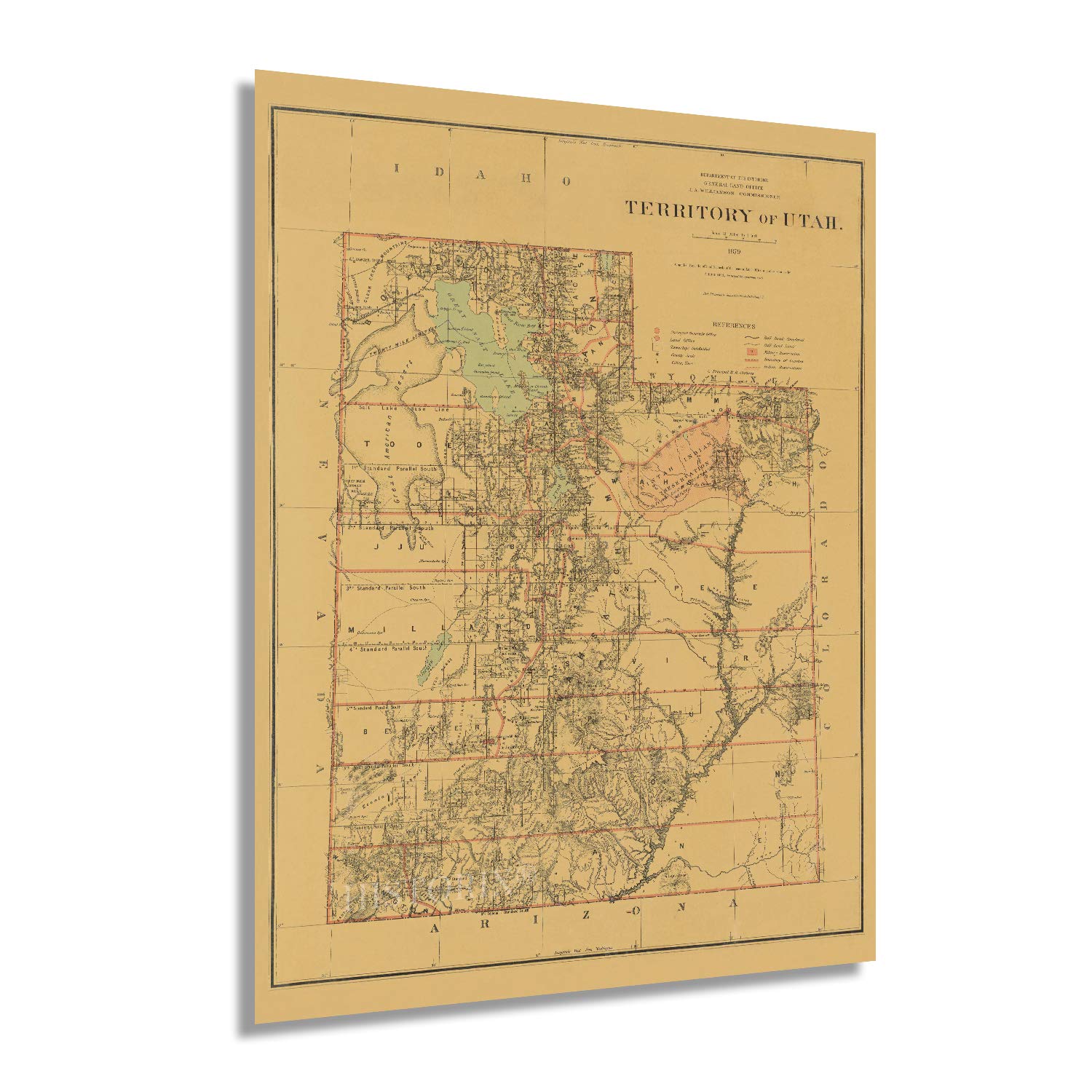 Snapklik.com : Vintage 1879 Utah State Map - 18x24 Inch Utah State ...