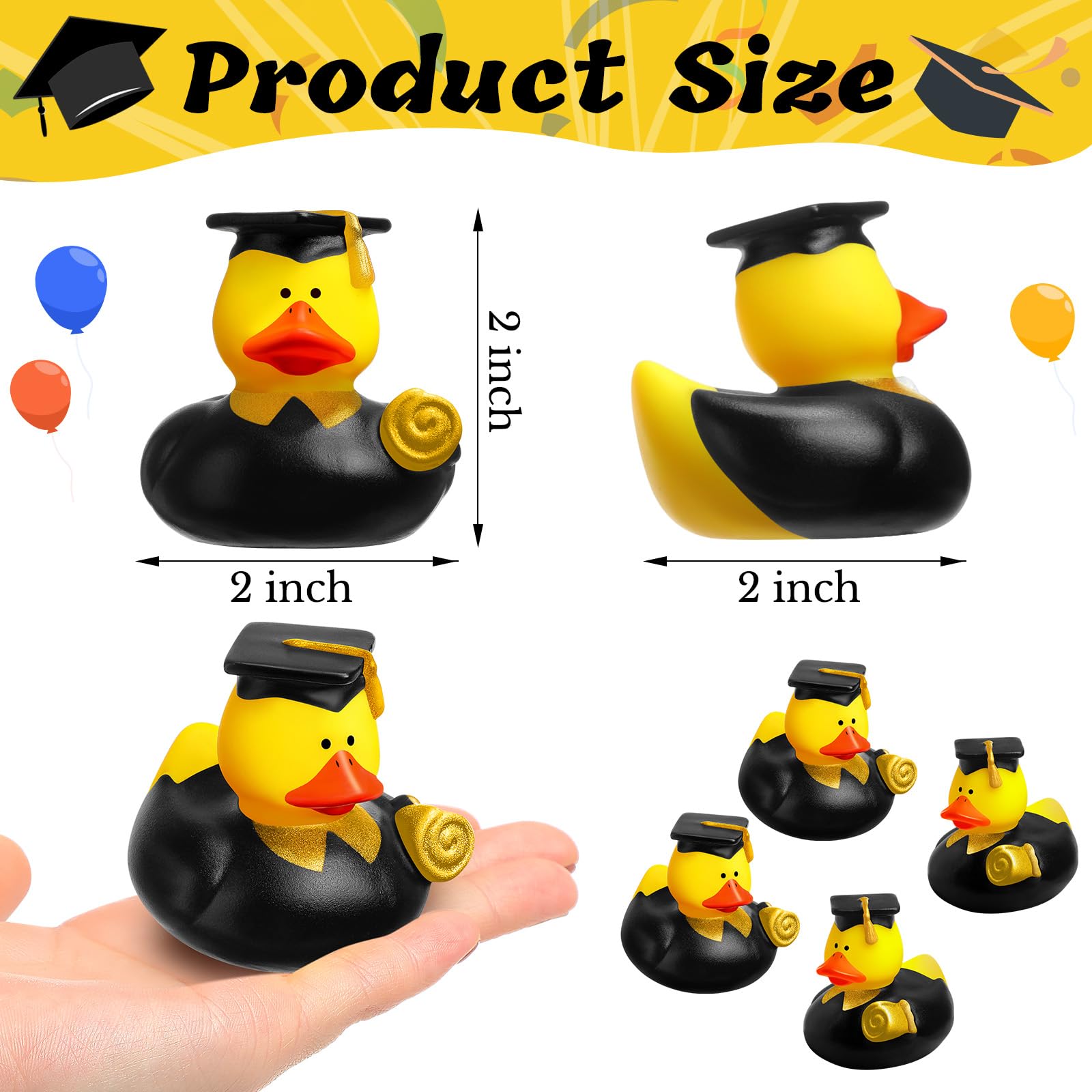 Snapklik.com : Sratte 24 Pack 2" Graduation Ducks Class Of 2025 Diploma ...