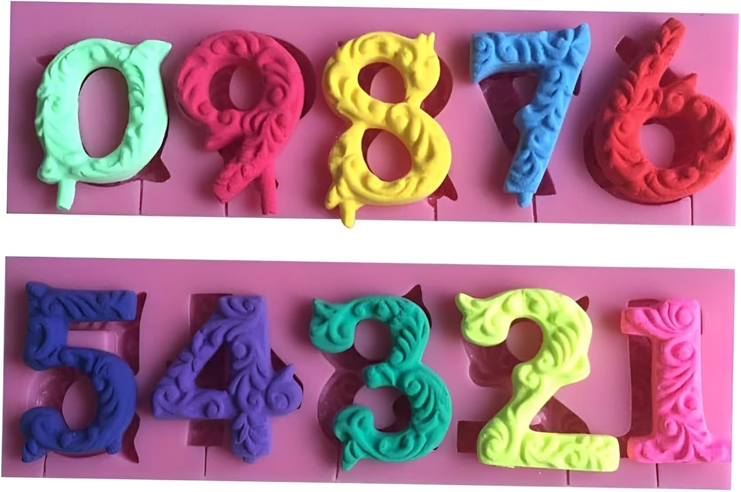 Amazon.com: Wetco Silicone 3D Embossed Number Molds, 2 Pack 0-9, Hot ...