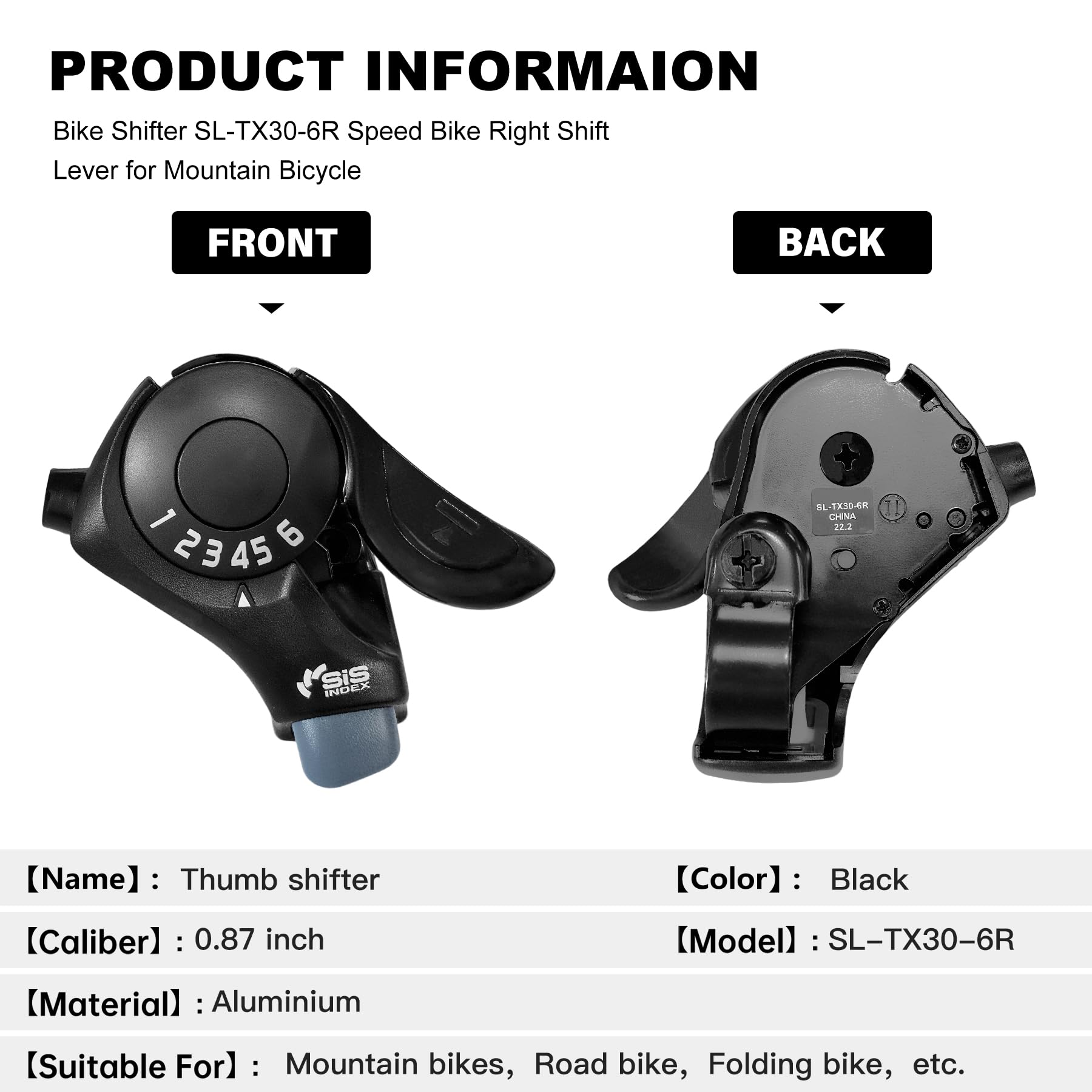 Snapklik.com : Bike Shifter SL-TX30-6R, 6 Speed Bike Right Thumb Shift Lever For Mountain City ...