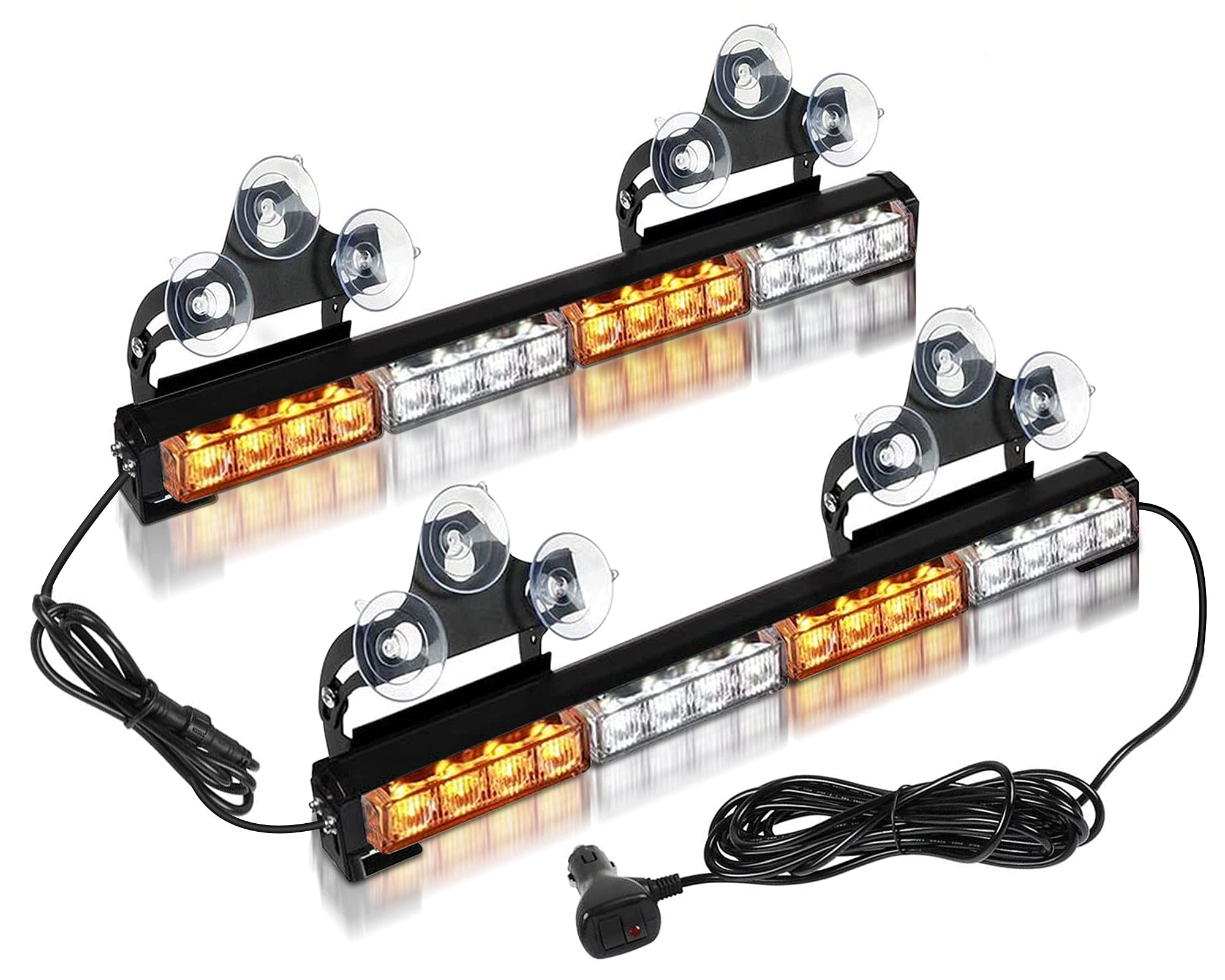 Buy Zmoon 2 in 1 Amber & White LED Emergency Strobe Light Bar , 16 ...