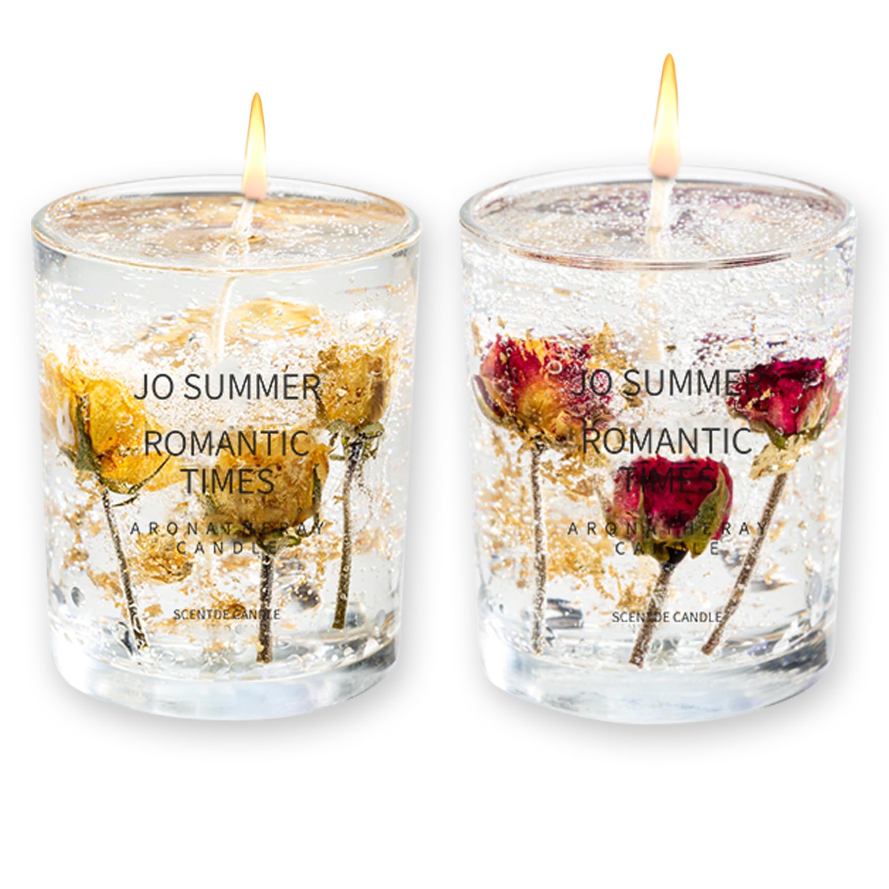 Amazon.com: Scented Candles(2pcs),Rose Candle,Rose Petals and Candles ...