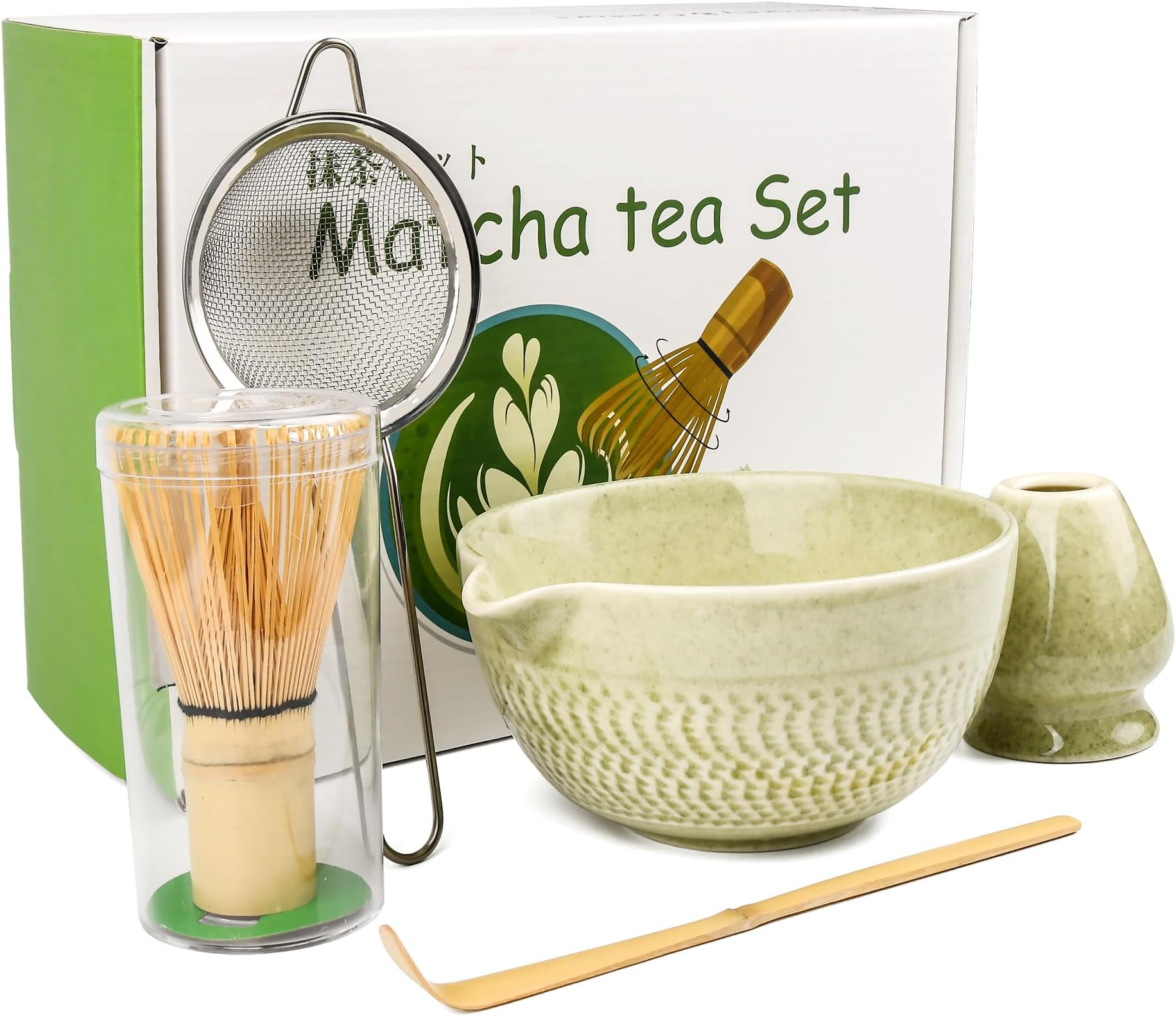 Amazon.com: 4Pcs Matcha Making Kit, Ceramic Bowl, Bamboo Whisk and ...