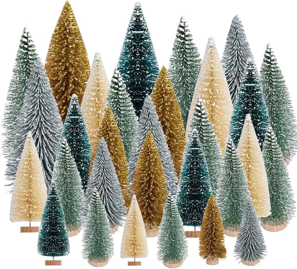 Amazon.com: Yahpetes Artificial Mini Christmas Trees, 30 Pcs Sisal Snow ...