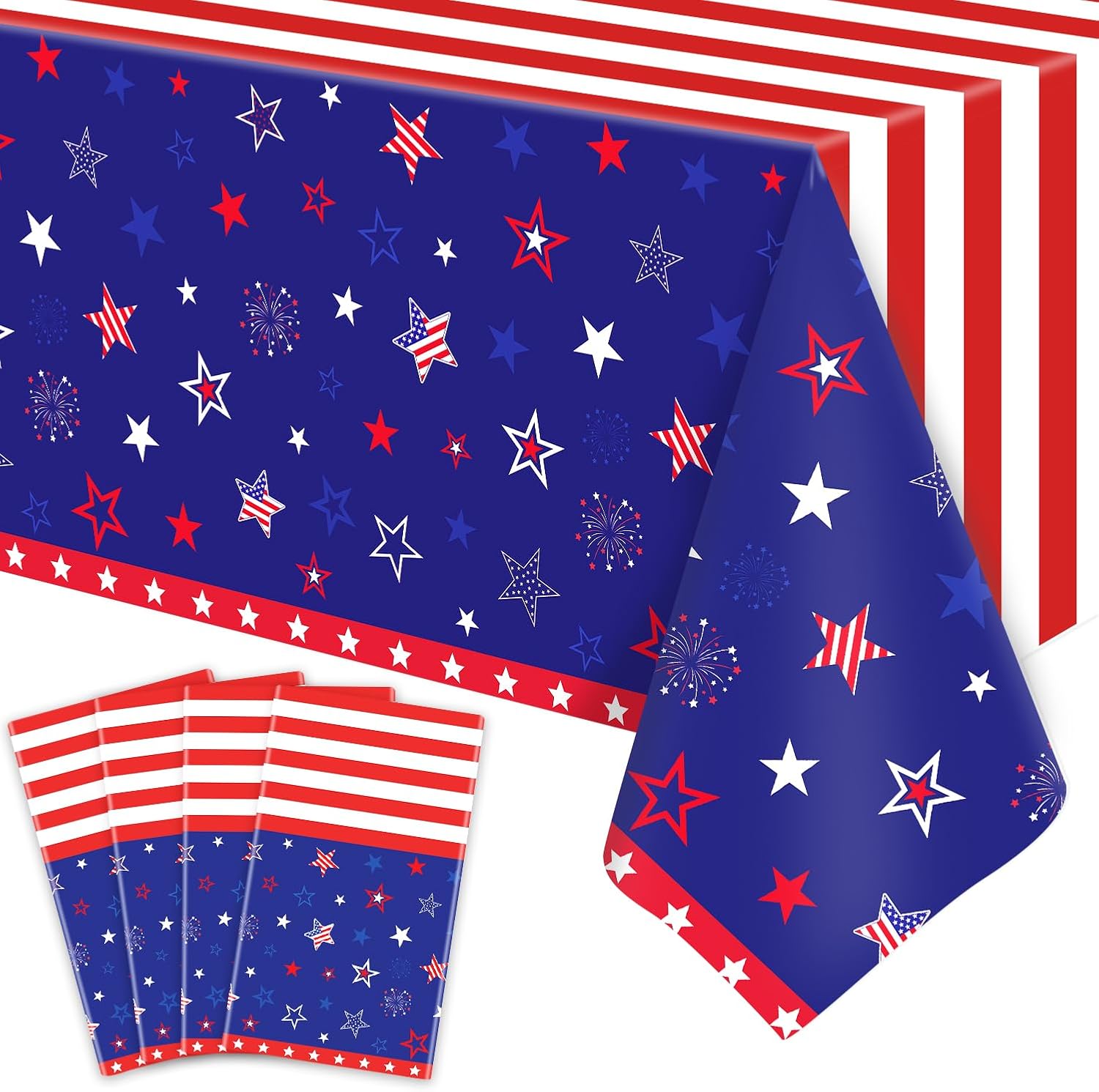 Amazon.com: 4 Pack Patriotic Tablecloth 4th of July Tablecloth July 4th ...