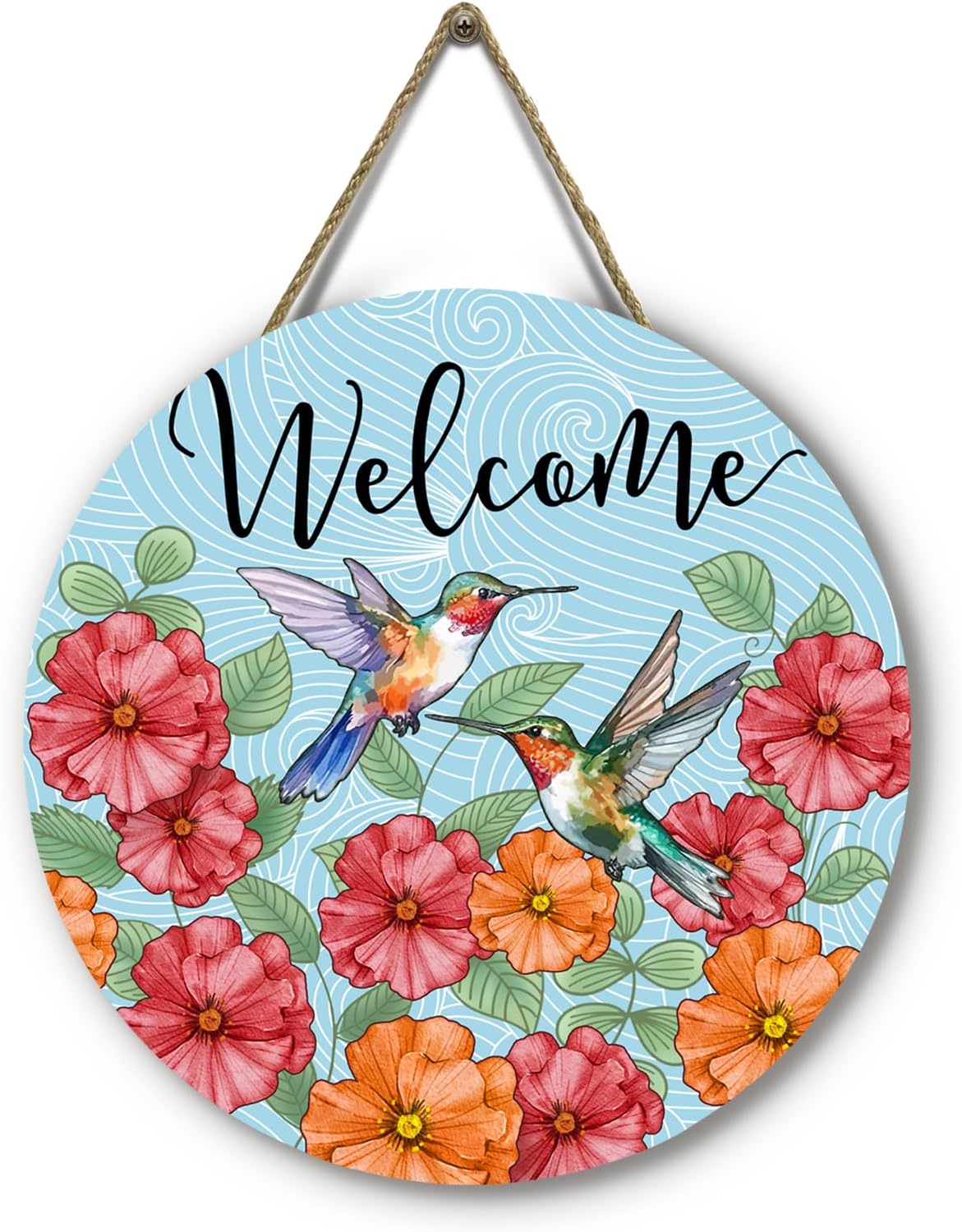 Amazon.com : Spring Summer Hummingbird Birds Door Sign For Front Door ...