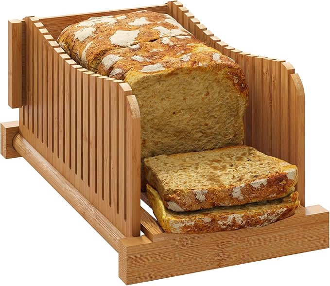 Amazon.com: Bamboo Bread Slicer, Adjustable Bread Slicer Guide with 3 ...