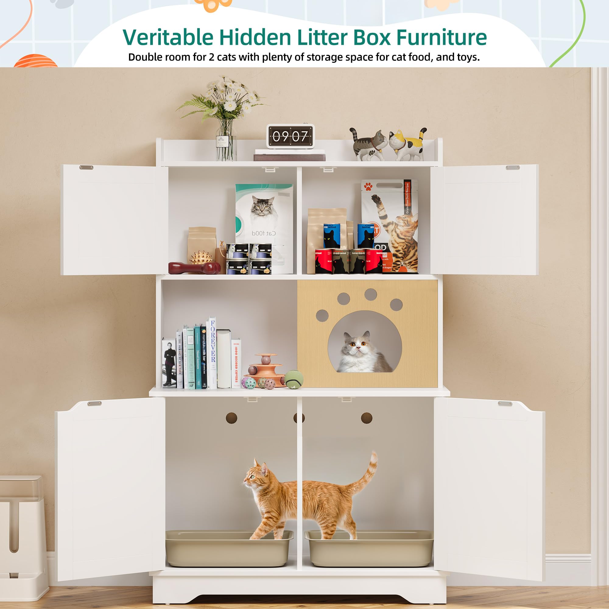 Snapklik.com : YITAHOME Double Cat Litter Box Enclosure