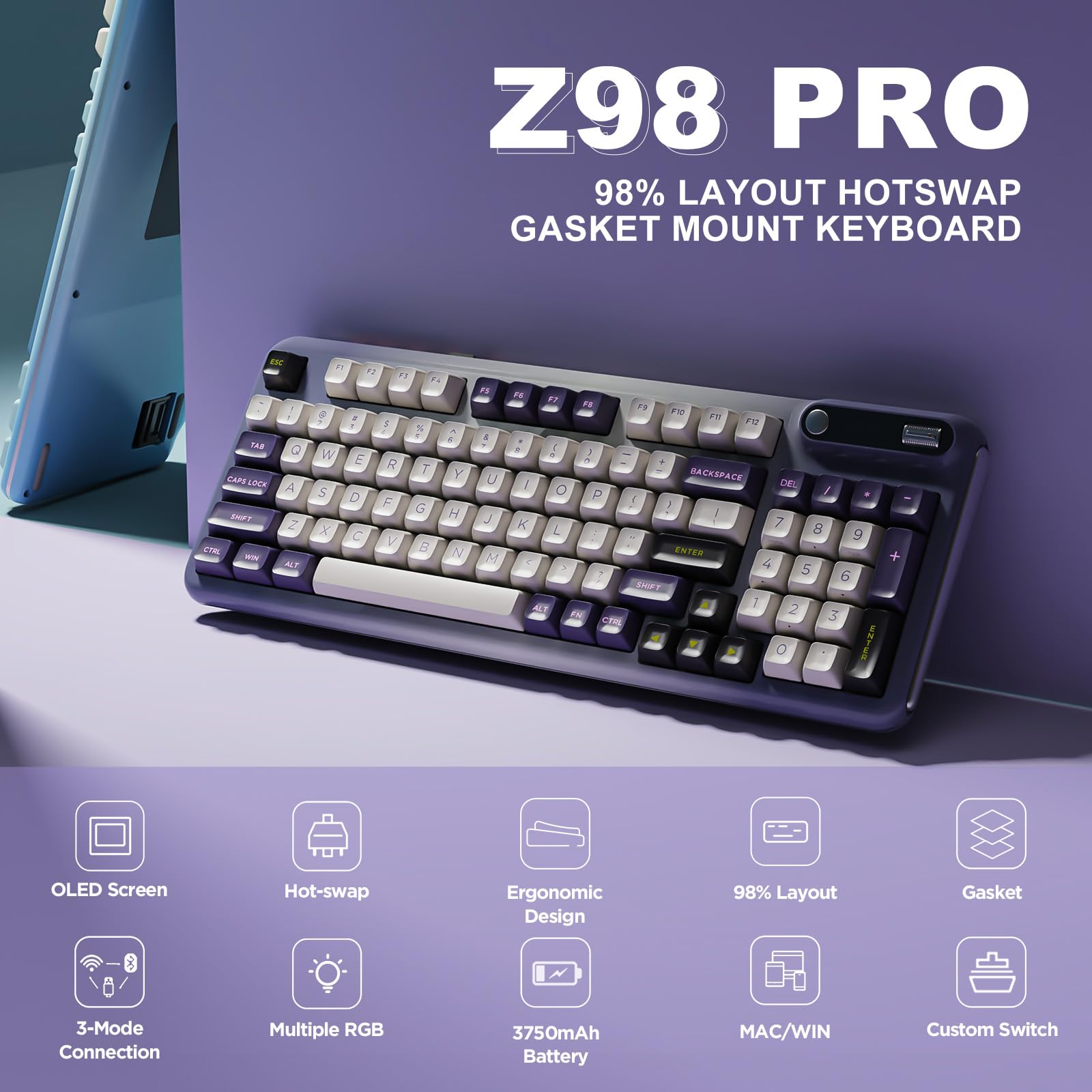 Snapklik.com : KZZI Z98 Mechanical Keyboard, Hot Swap Gasket Wireless Gaming Keyboard