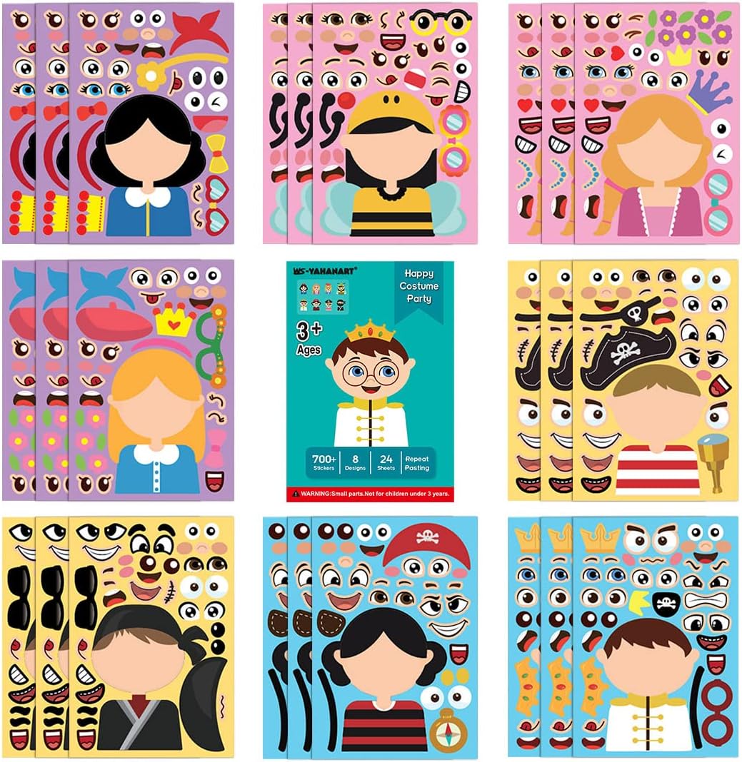 Amazon.com: 24 Pack Make a Face Stickers - Make Your Own Sticker, DIY ...