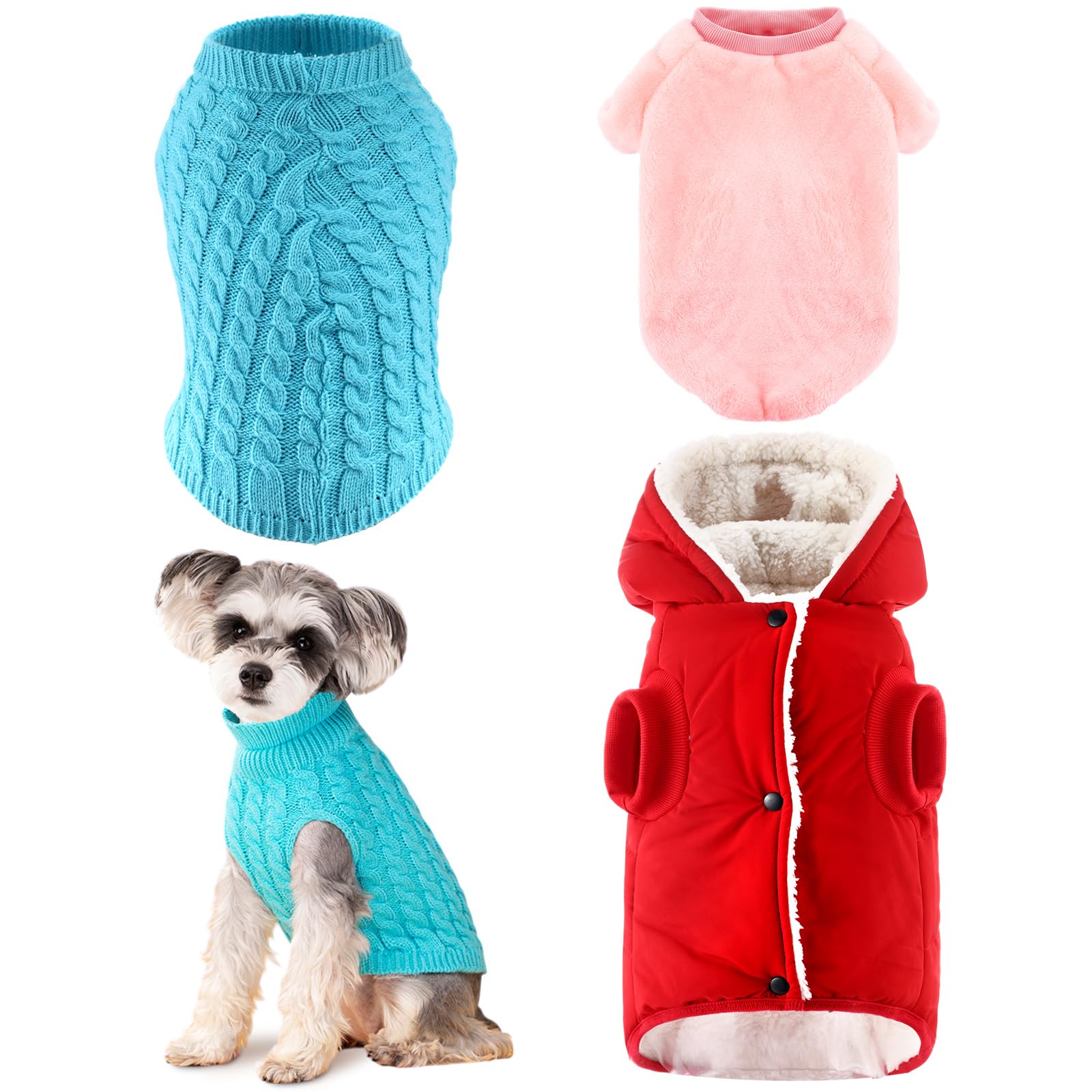 Amazon.com : Dansydaisy 3 Pcs Dog Sweater Red Dog Clothes for Small ...