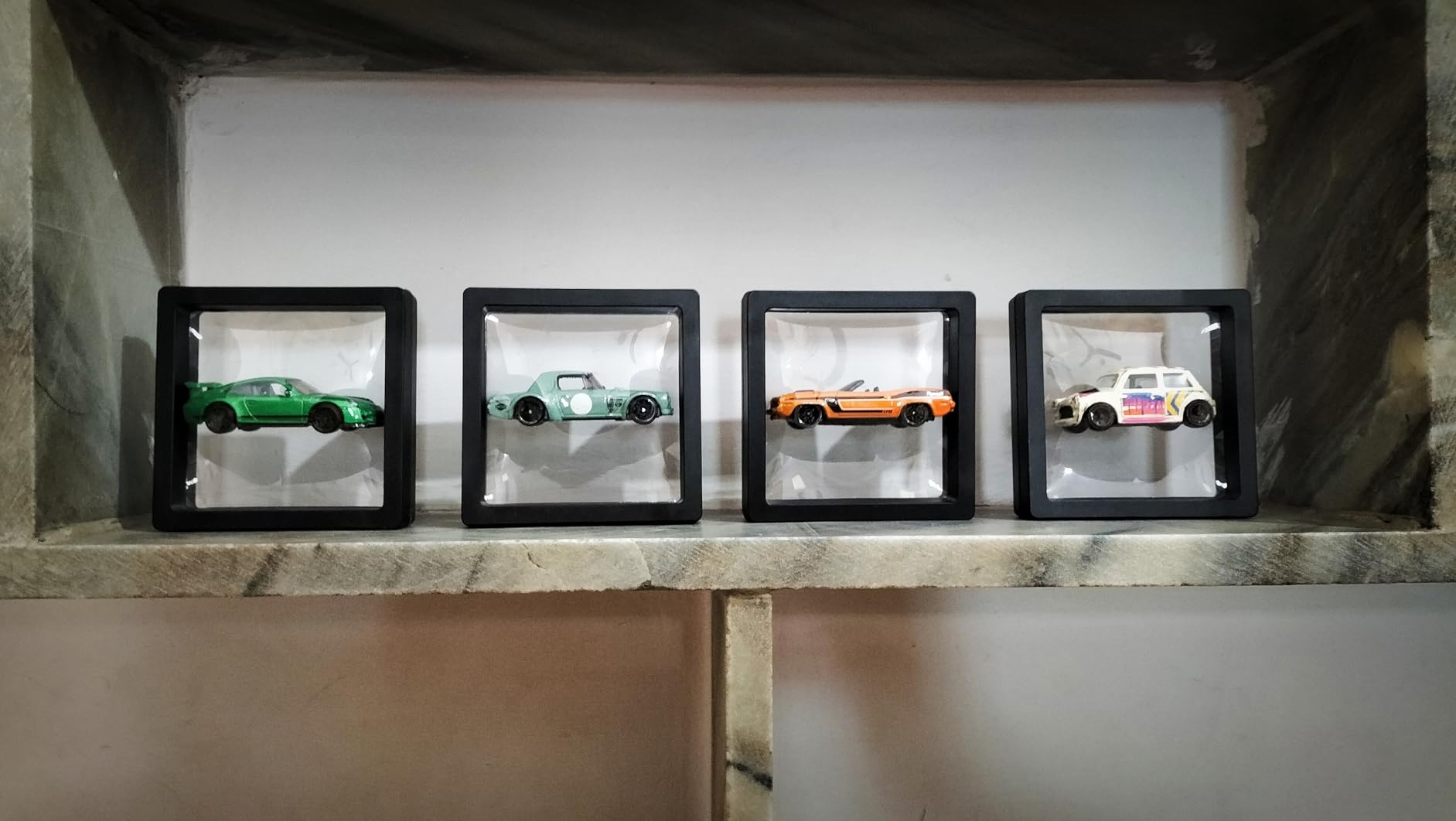 ayushicreationa Floating Display Case with Bases,Transparent PE Film ...