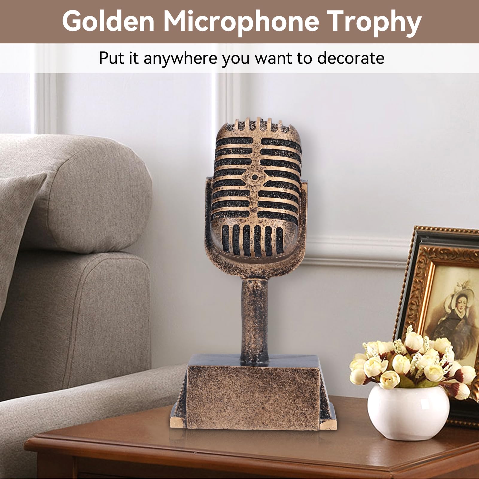 Snapklik.com : Award Trophy, Retro Microphone Props Model Resin Vintage ...