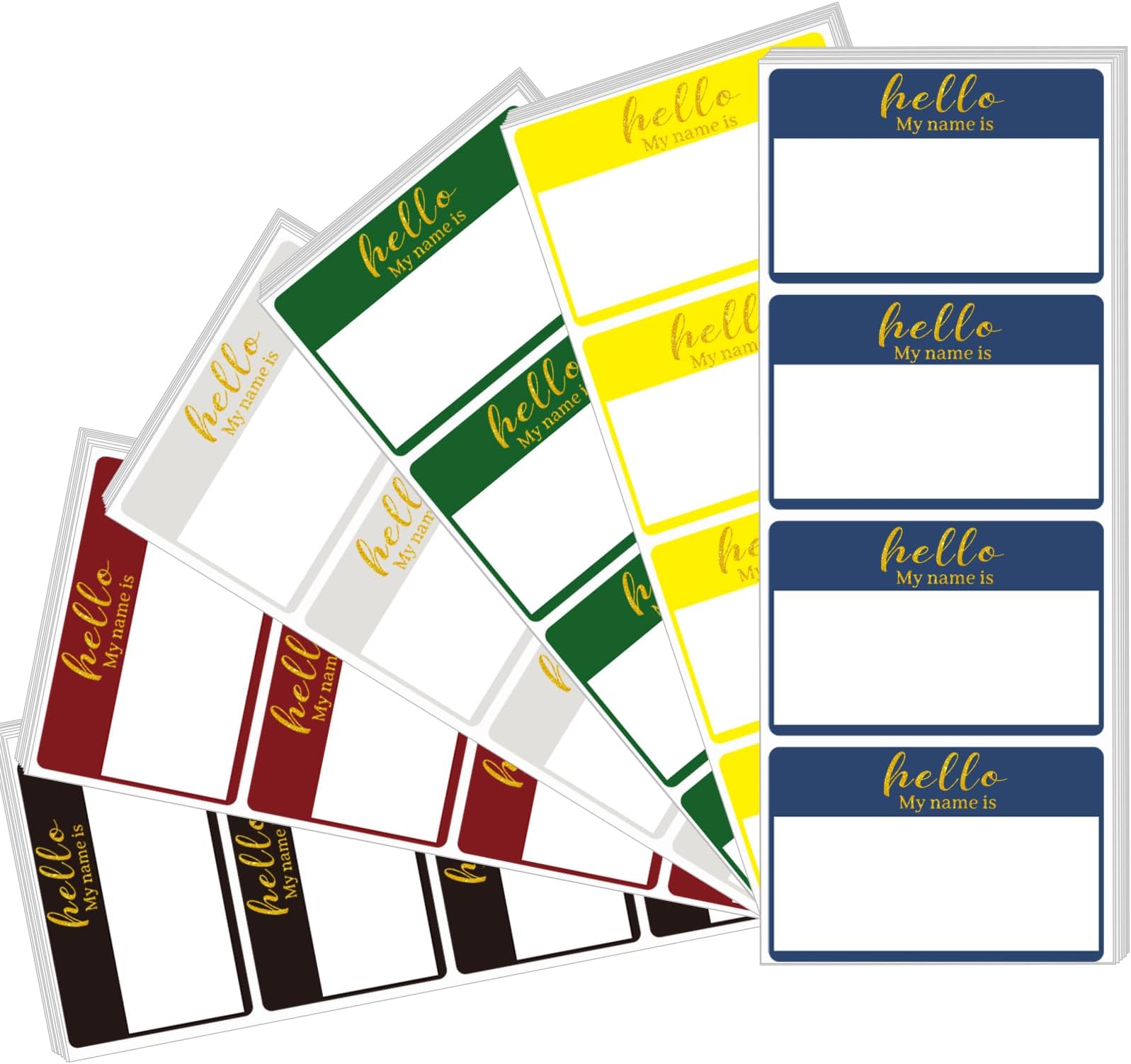 Amazon.com : Yeachlaing Hello My Name is Name Tag | Gold Foil ...