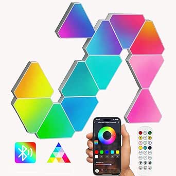 RCmall Gaming Light RGB Triangle LED Wall Light Panel with APP and ...