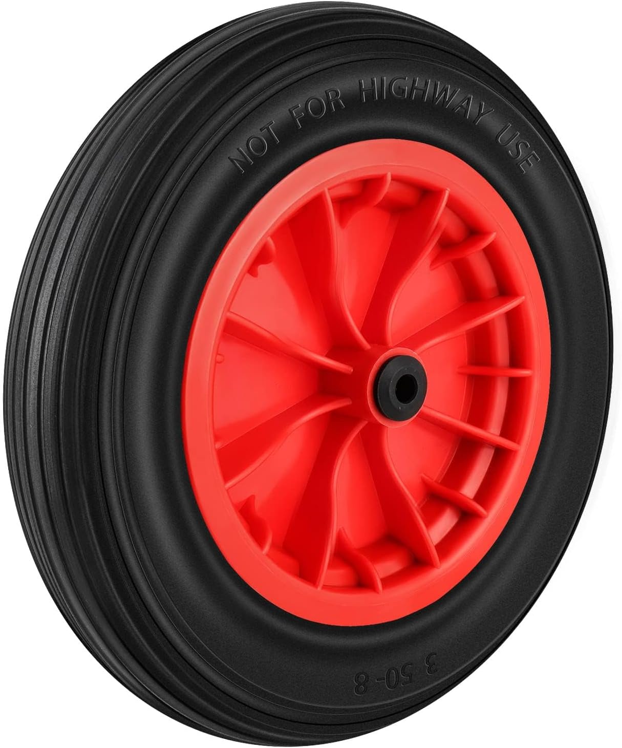 CROWNSHOP 14" Wheelbarrow Wheel PU Puncture Proof Solid 3.50-8 Wheel ...