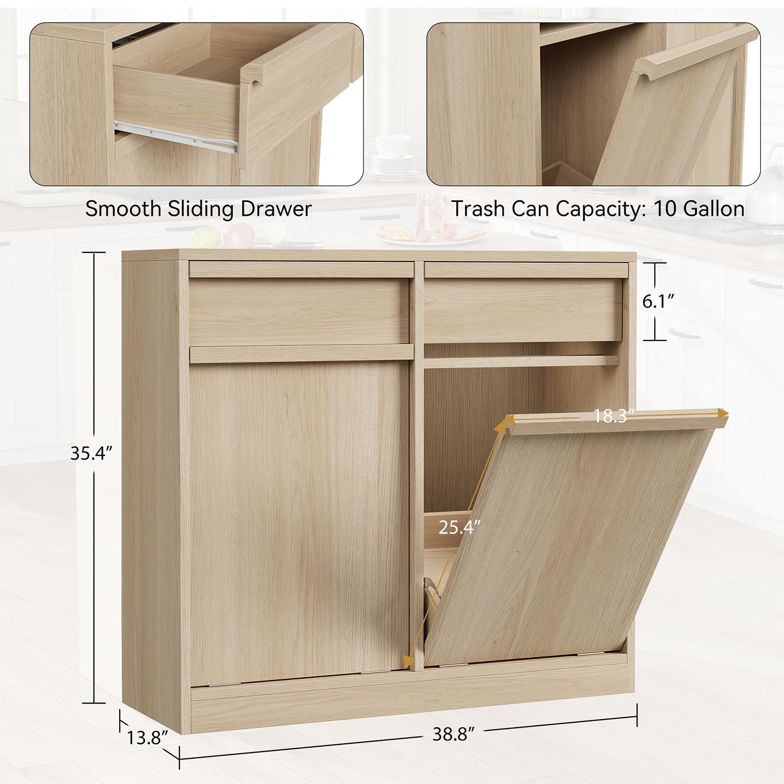 Farmhouse Style Cabinet Double Tilt Out Trash Cabinet, Dual Kitchen ...