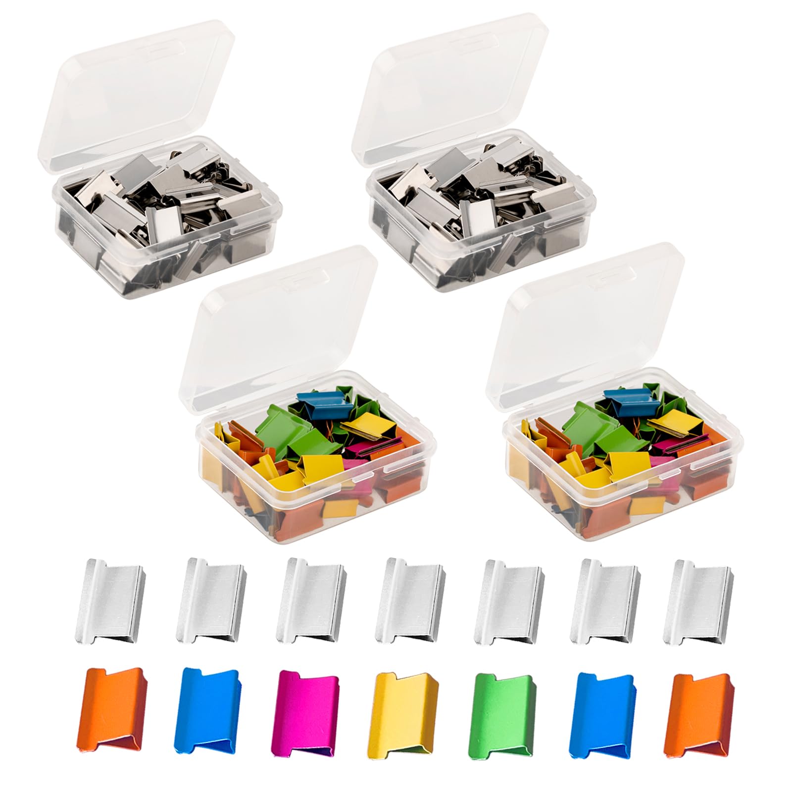 Amazon.com : Lzzabo 100PCS Silver White Binder Clips,100PCS Colorful ...