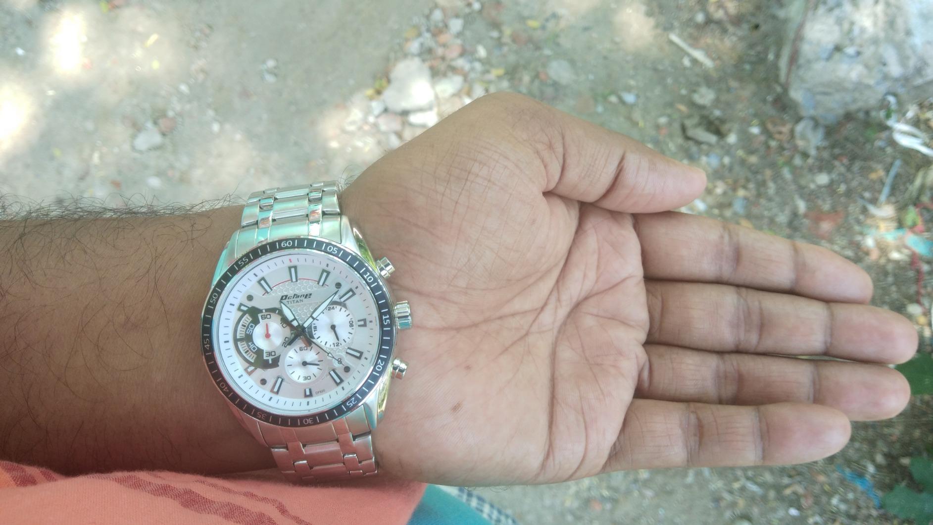 Titan Quartz Chronograph White Dial Stainless Steel Strap Watch for Men ...
