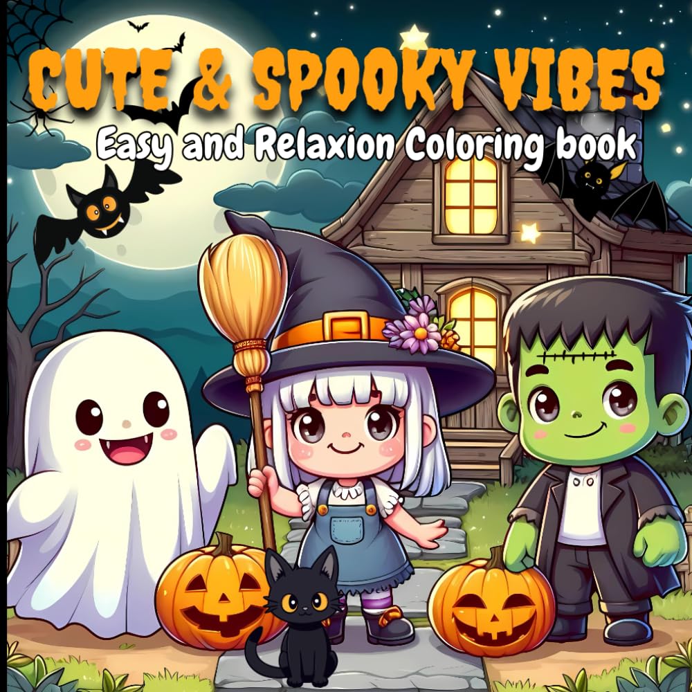 Cute & Spooky Vibes: Adorable and Easy Halloween Coloring Book for ...