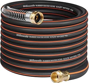 Amazon.com : WILAWELS 75FT x 5/8" Rubber Garden Hose, Heavy Duty Garden ...