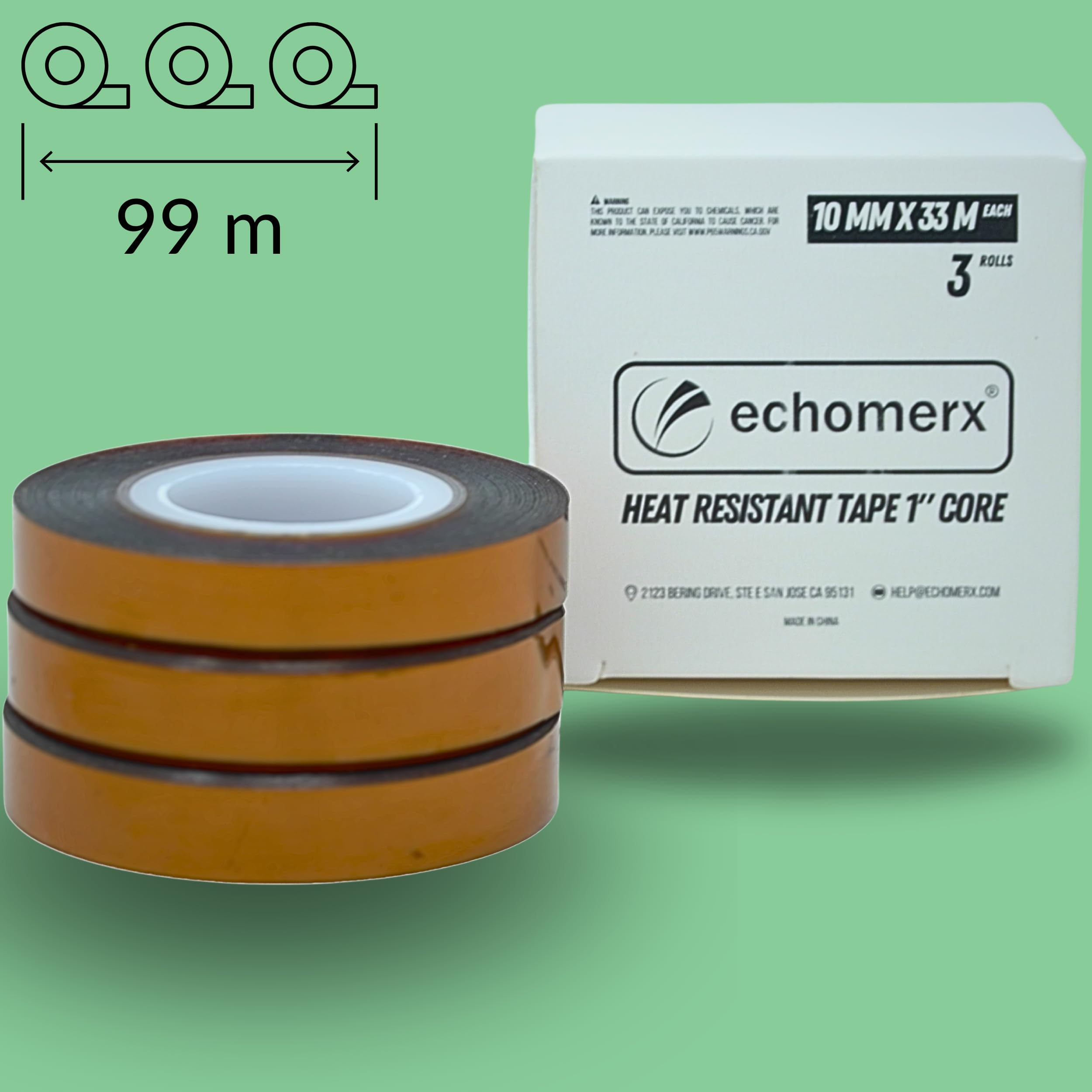 Snapklik.com : Echomerx 3-Pack High Temp Heat Tape 10mm X 33m
