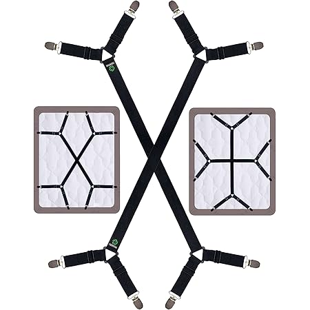 Amazon.com: Adjustable Elastic Fitted Sheet Straps,Crisscross Bed Sheet ...