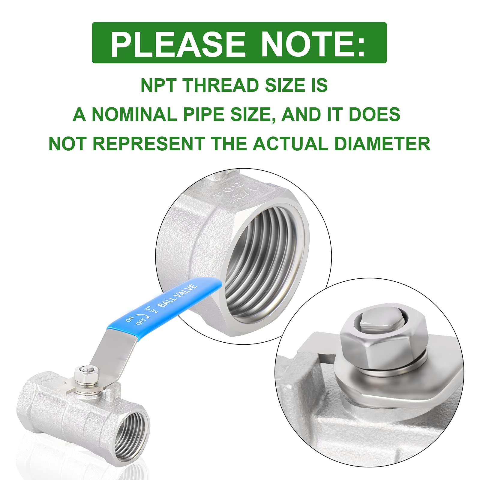 Snapklik.com : TAISHER 4 Pcs 1/2 Inch FNPT Ball Valve Kit, 304 ...