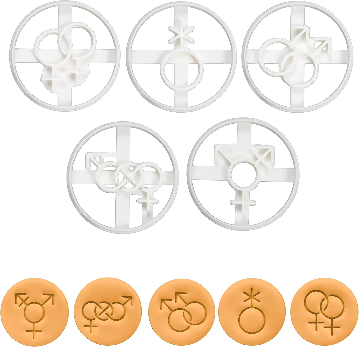 BAKERLOGY Set of 5 LGBTQ Symbol Cookie Cutters (Designs: Lesbian, Gay ...
