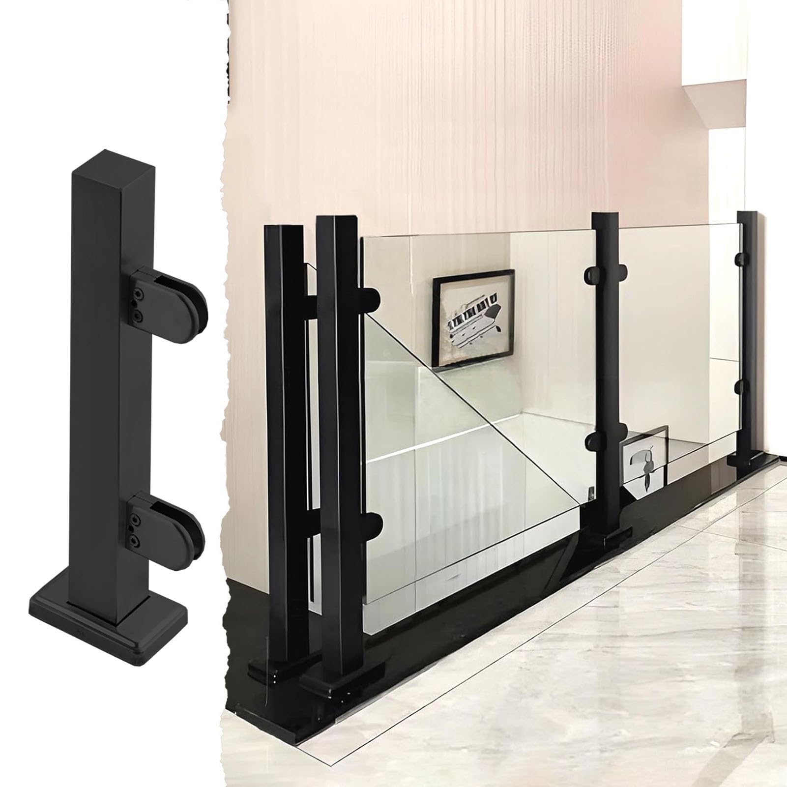 Amazon.com: 24in - 47in Glass Railing Post with Clamp, Glass Balustrade ...