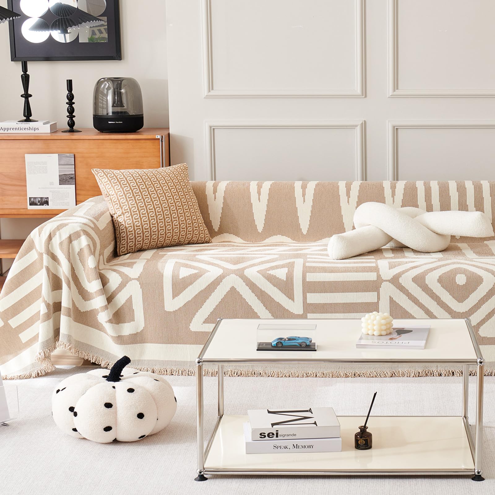 Wanilisa Boho Chenille Couch Cover, Chic Geometric Sofa Slipcover, 1 ...