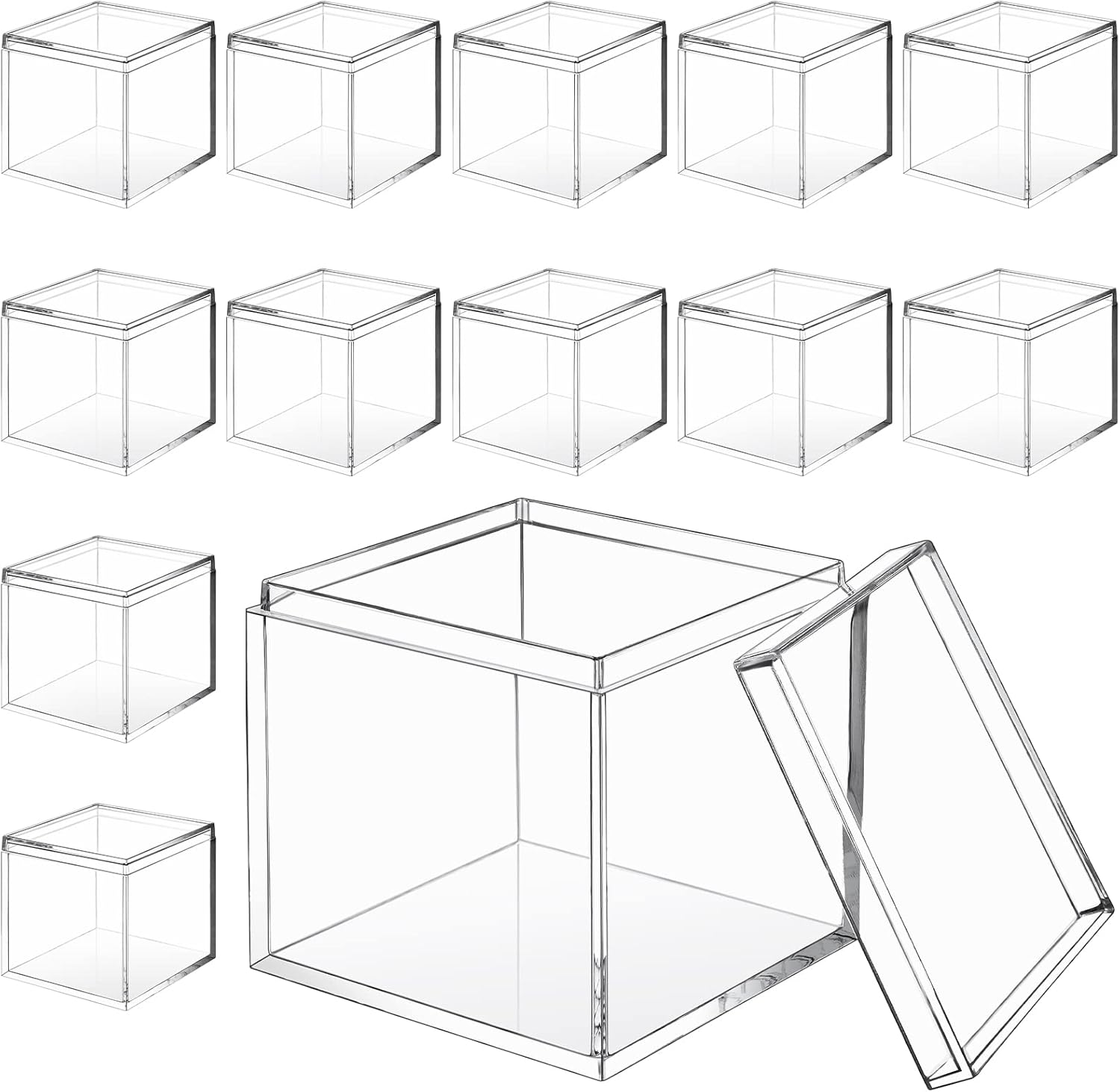 Amazon.com: Blulu 12 Pieces Clear Acrylic Plastic Square Cube Small ...