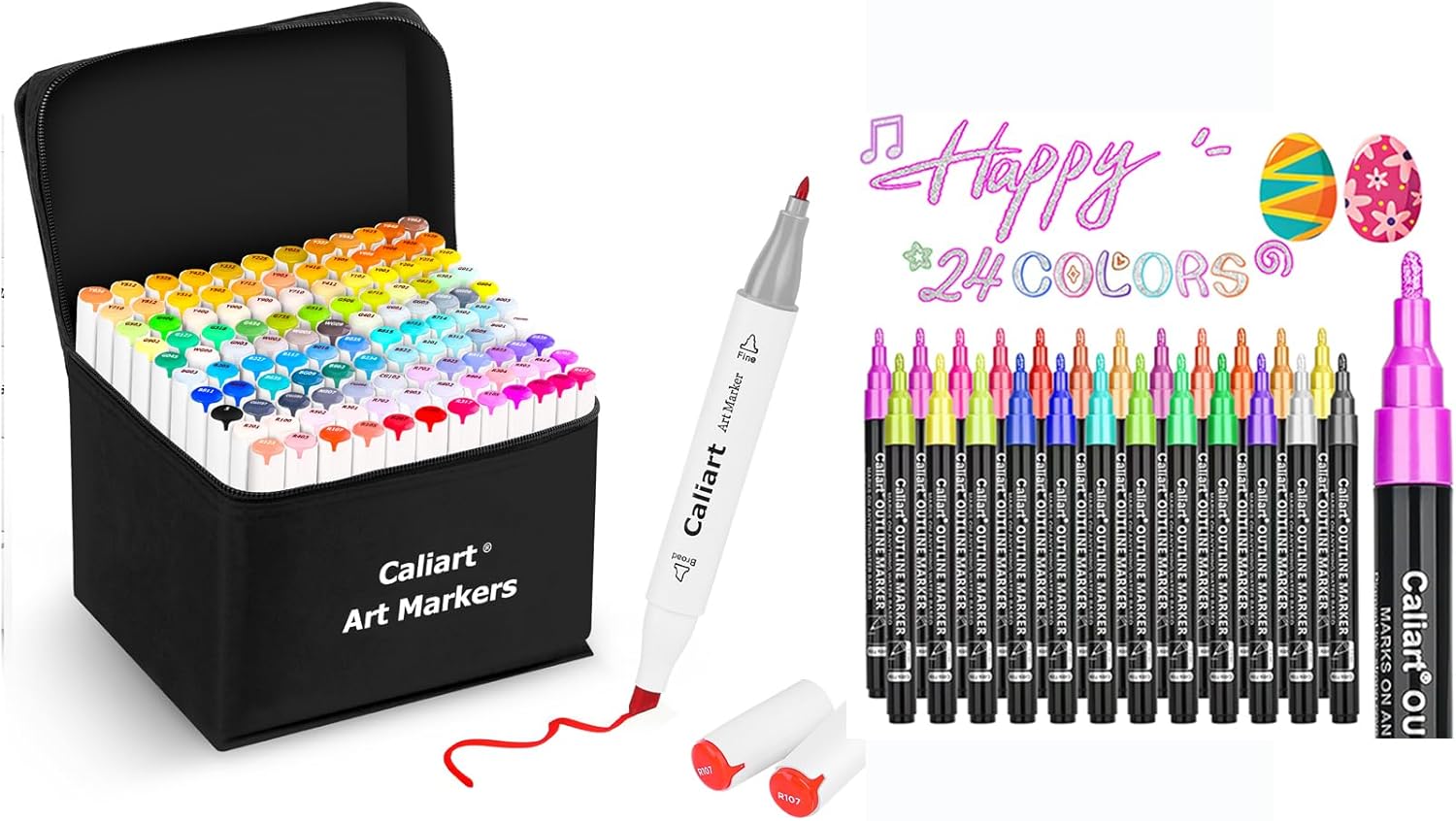 Amazon.com : Caliart 121 Colors Alcohol Based Markers, 24 Double-Line ...