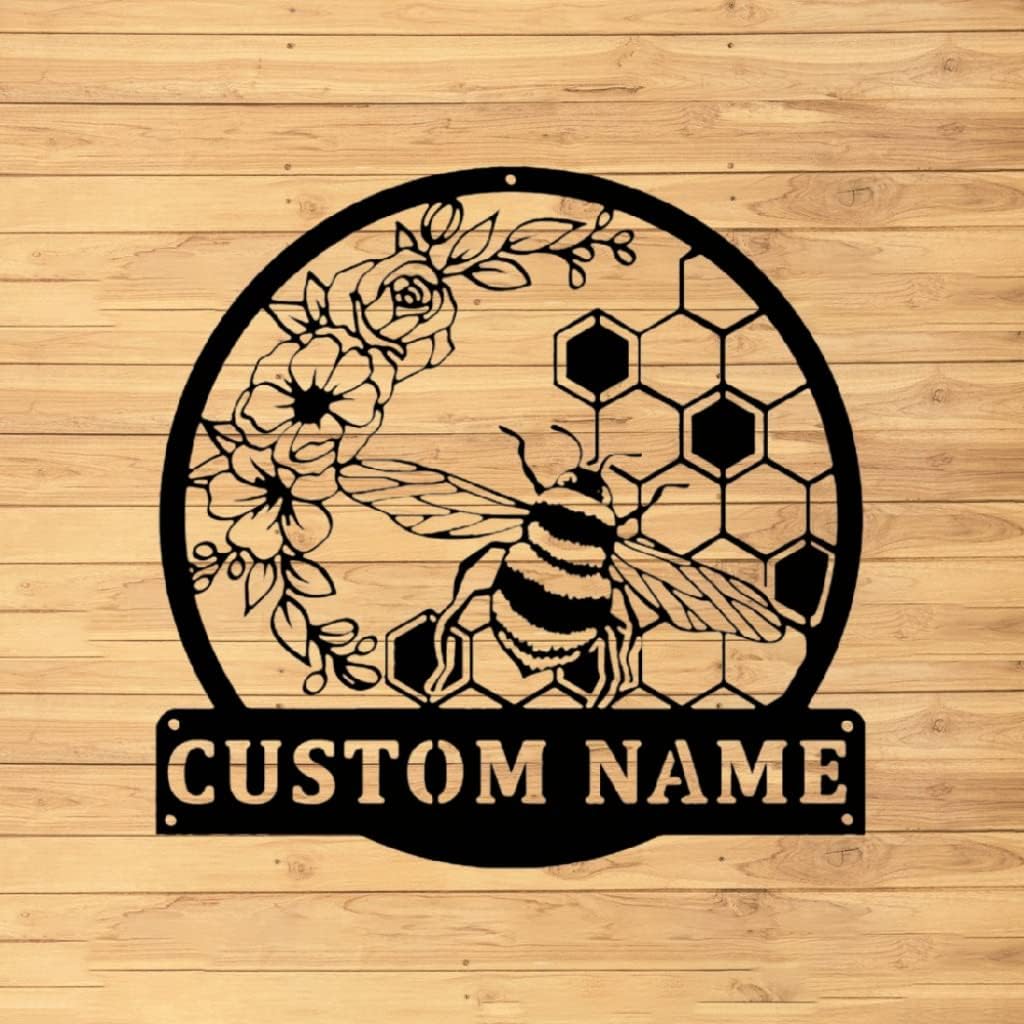 Amazon.com: VVEDESIGN Custom Bee Metal Wall Sign - Personalized Bee ...